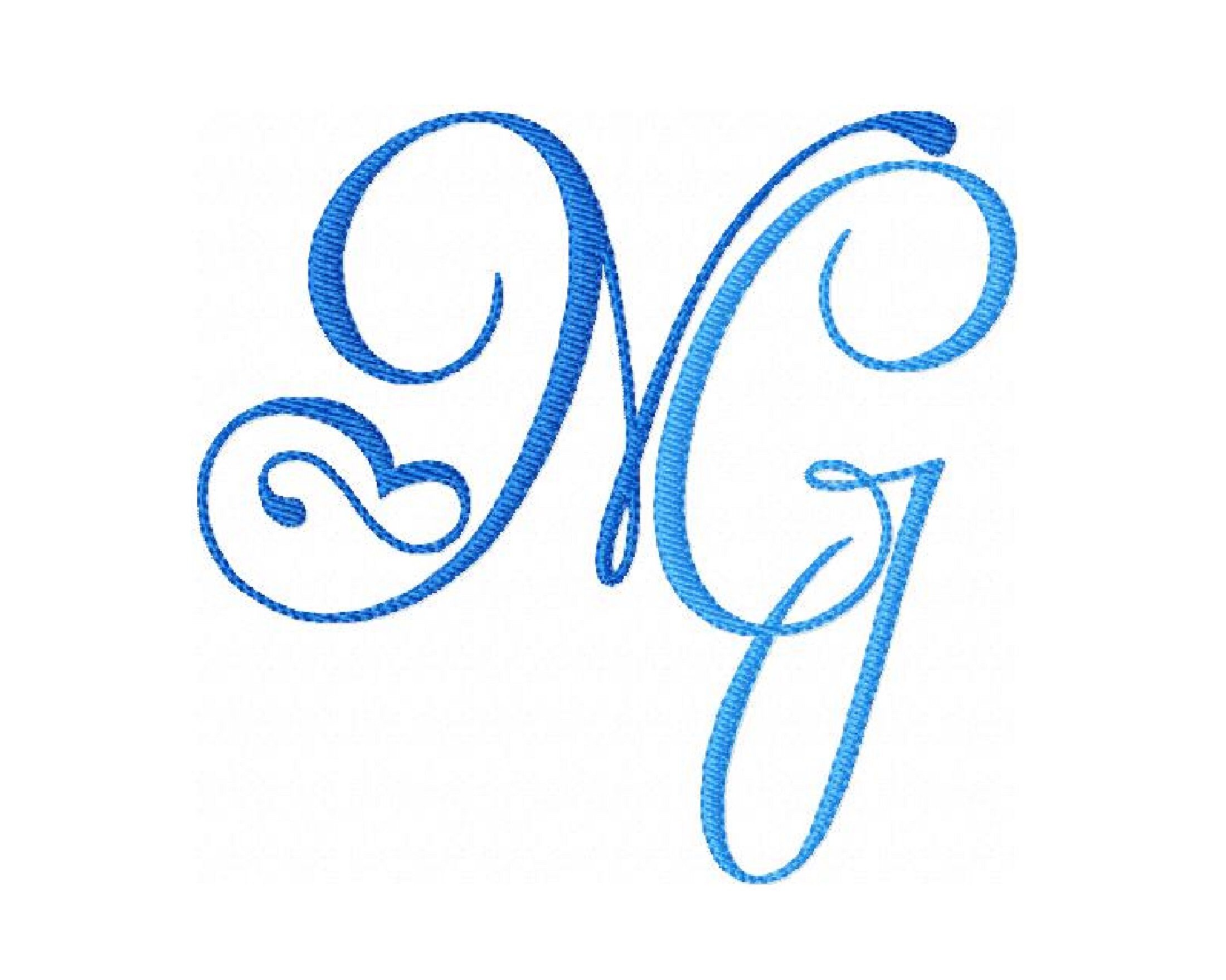 Custom Monogram Embroidery Design Script Font Name | Etsy