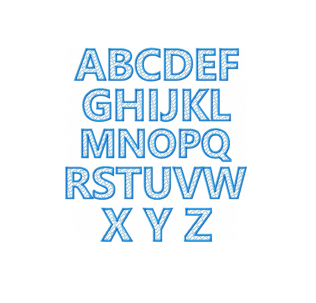 Alphabet Embroidery Design Wave Motif Filled Block Alphabet Big Capital ...