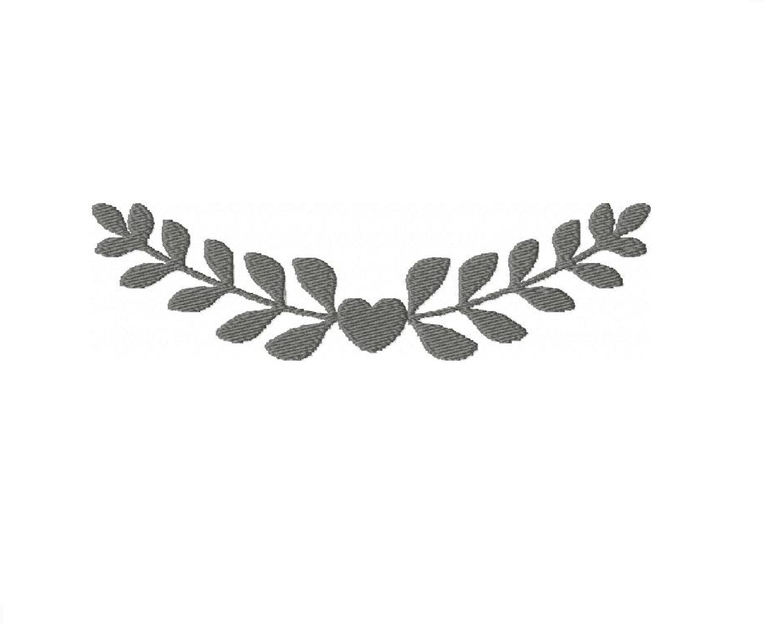 Monogram Border Embroidery Design Leaves and Heart Wreath - Etsy