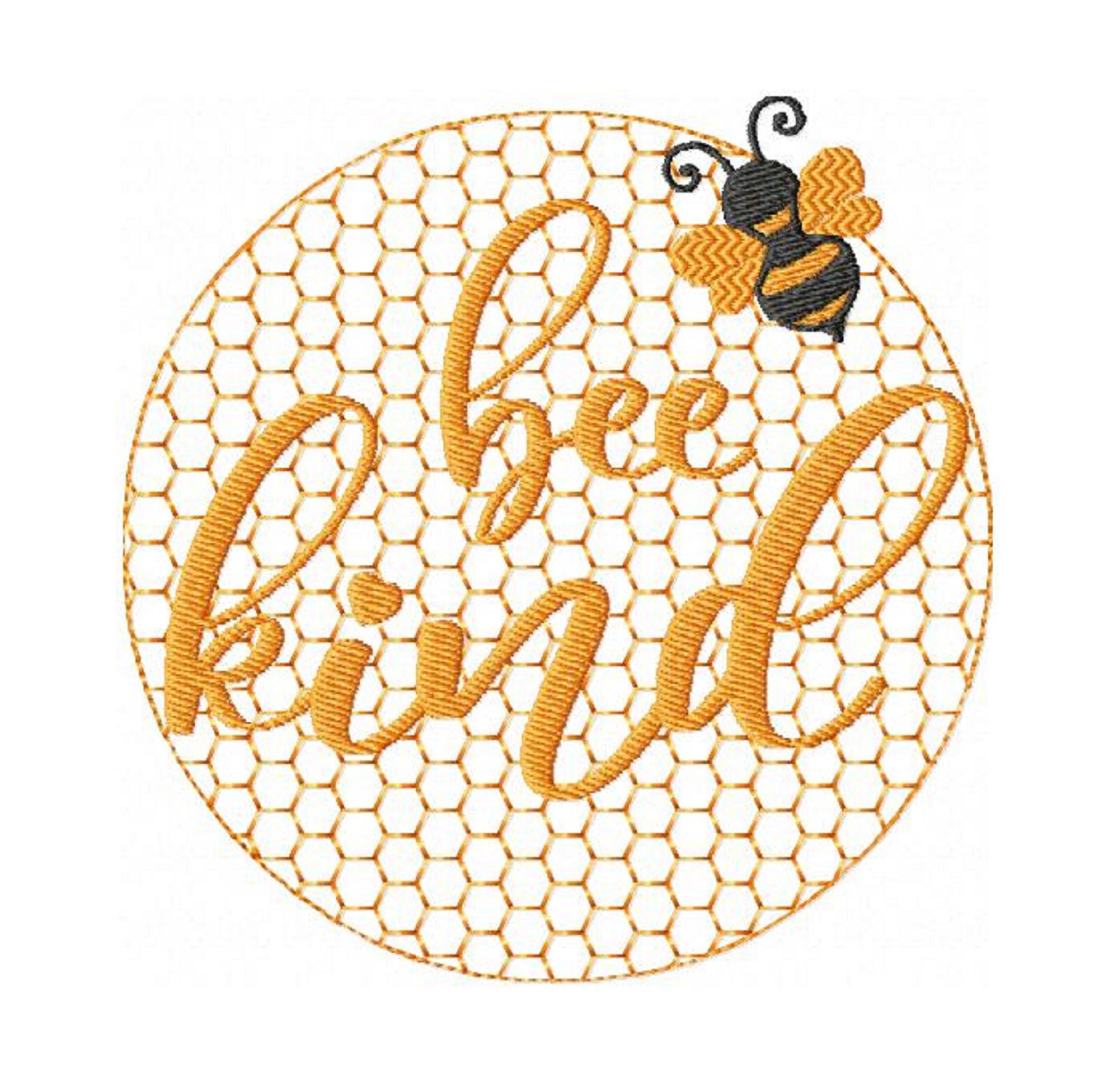 Bee Kind Machine Embroidery Design, Be Kind Bee Pattern, Bee on Beehive ...