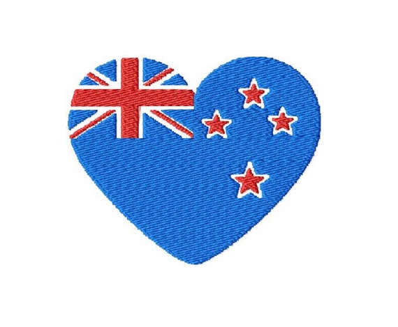 New Zealand Heart Flag Machine Embroidery Design NZ Heart | Etsy