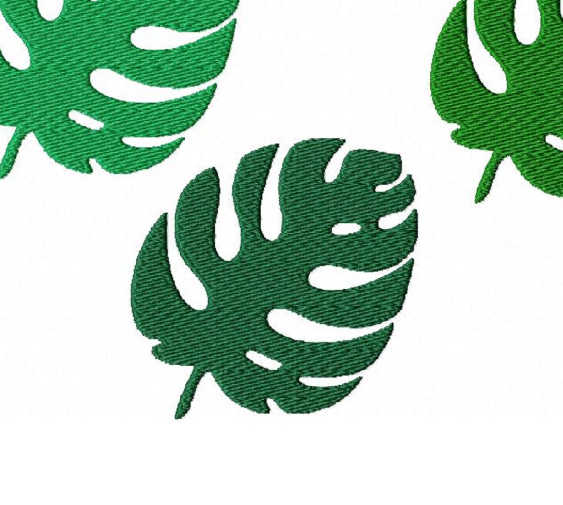 Leaf Machine Embroidery Design Big Tropical Leave Design Green Monstera ...