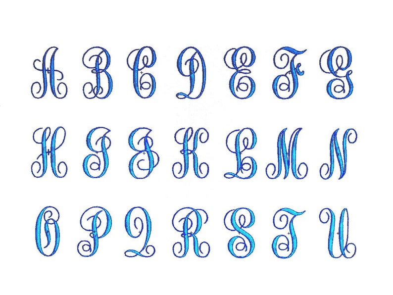 Monogram Script Font Alphabet Embroidery Design Free Custom | Etsy