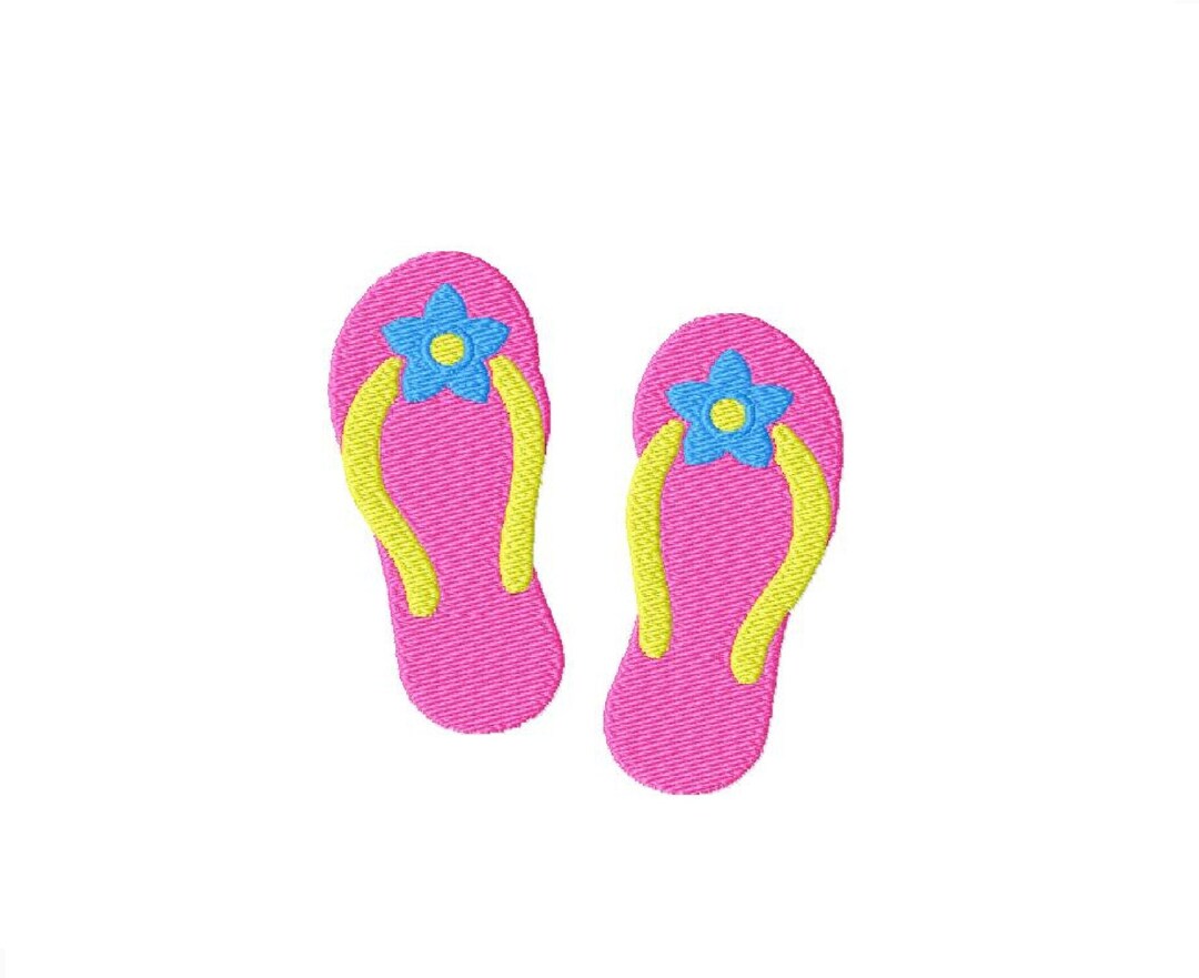Flip Flops Machine Embroidery Design Summer Holiday Pattern Daisy Flip ...
