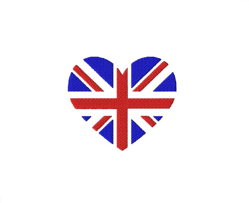 UK Flag Heart Machine Embroidery Design Union Jack Flag | Etsy