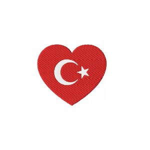 Turkey Flag Heart Machine Embroidery Design Turkish Heart National Flag ...
