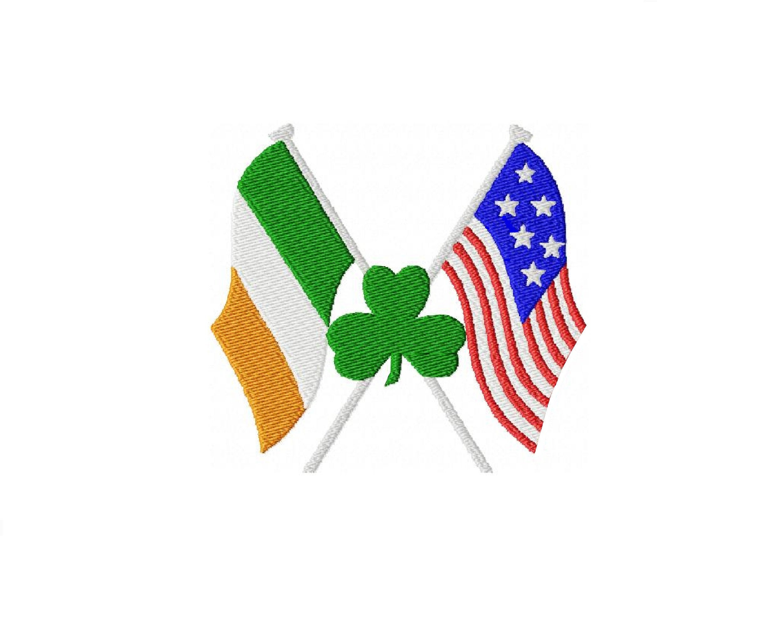 Irish American Flags Machine Embroidery Design St. Patrick's Day Shamrock Pattern Irish Flag USA ...