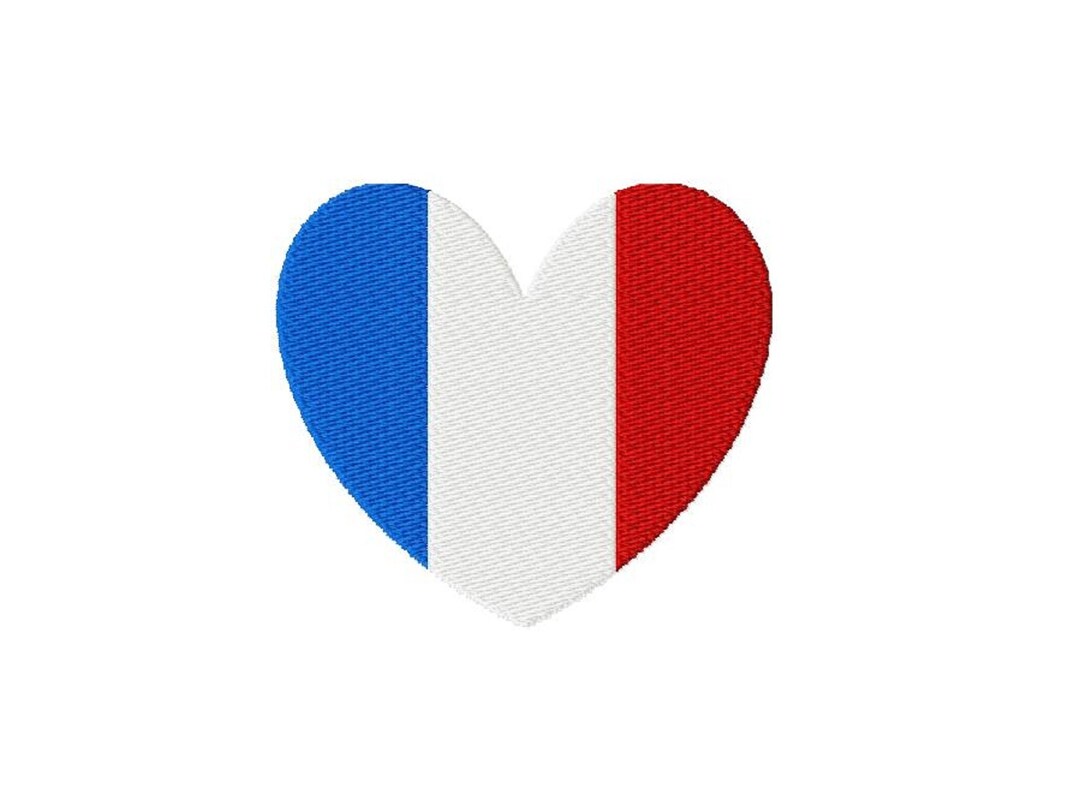 French Flag Heart Machine Embroidery Design France National - Etsy