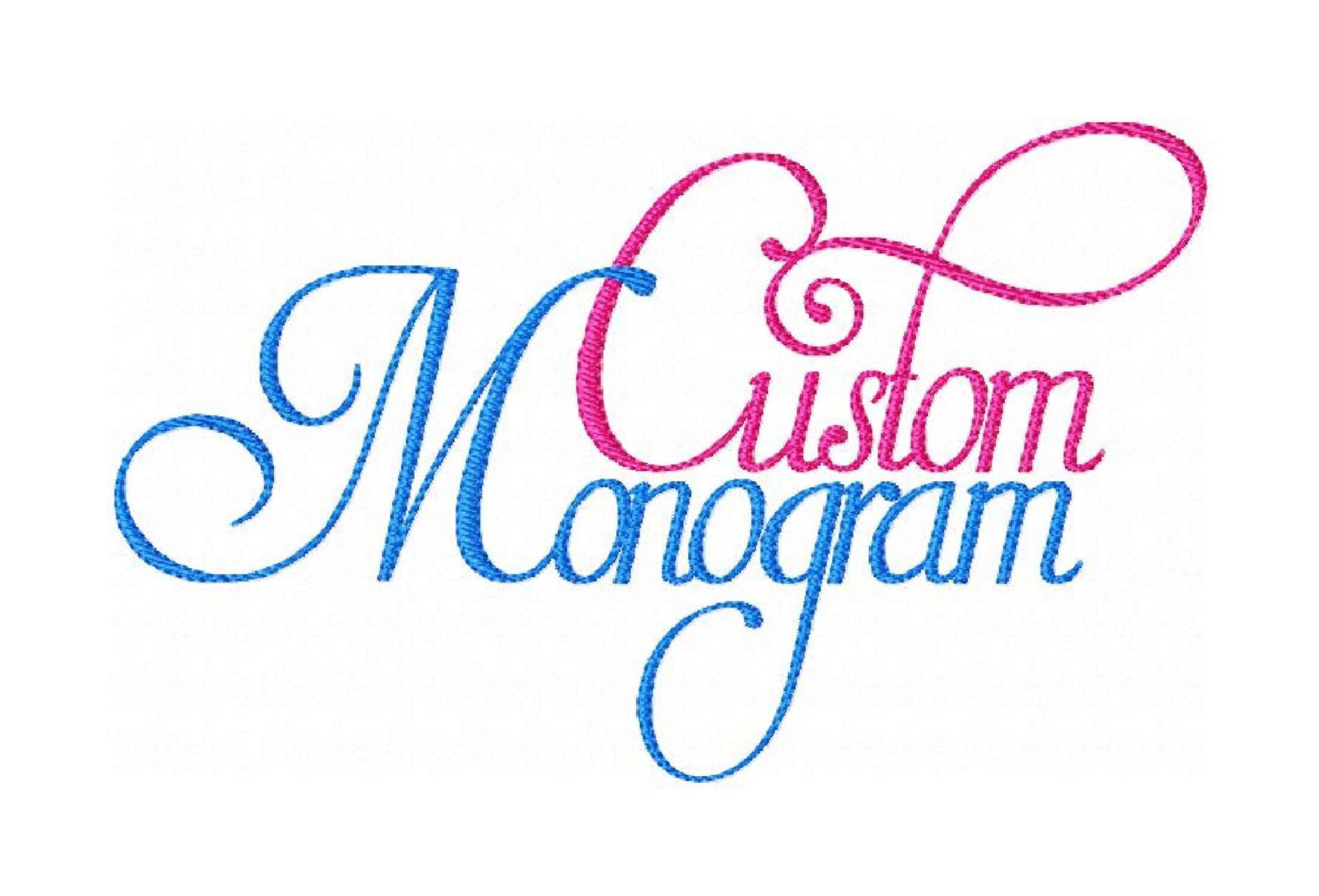 Custom Monogram Embroidery Design Script Font Name | Etsy