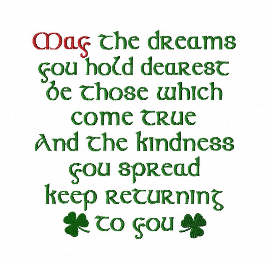 Irish Wishes Blessings Machine Embroidery Design Irish Blessing Pattern ...