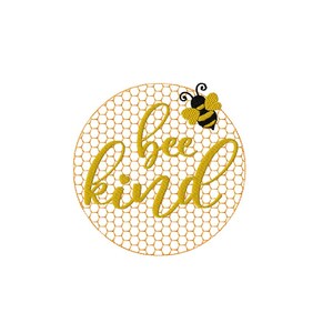 Bee Kind Machine Embroidery Design, Be Kind Bee Pattern, Bee on Beehive ...