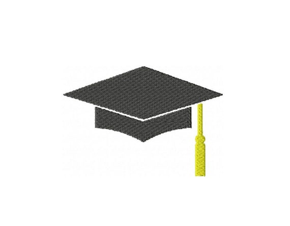 Graduation Cap Machine Embroidery Design Black Cap and Golden - Etsy