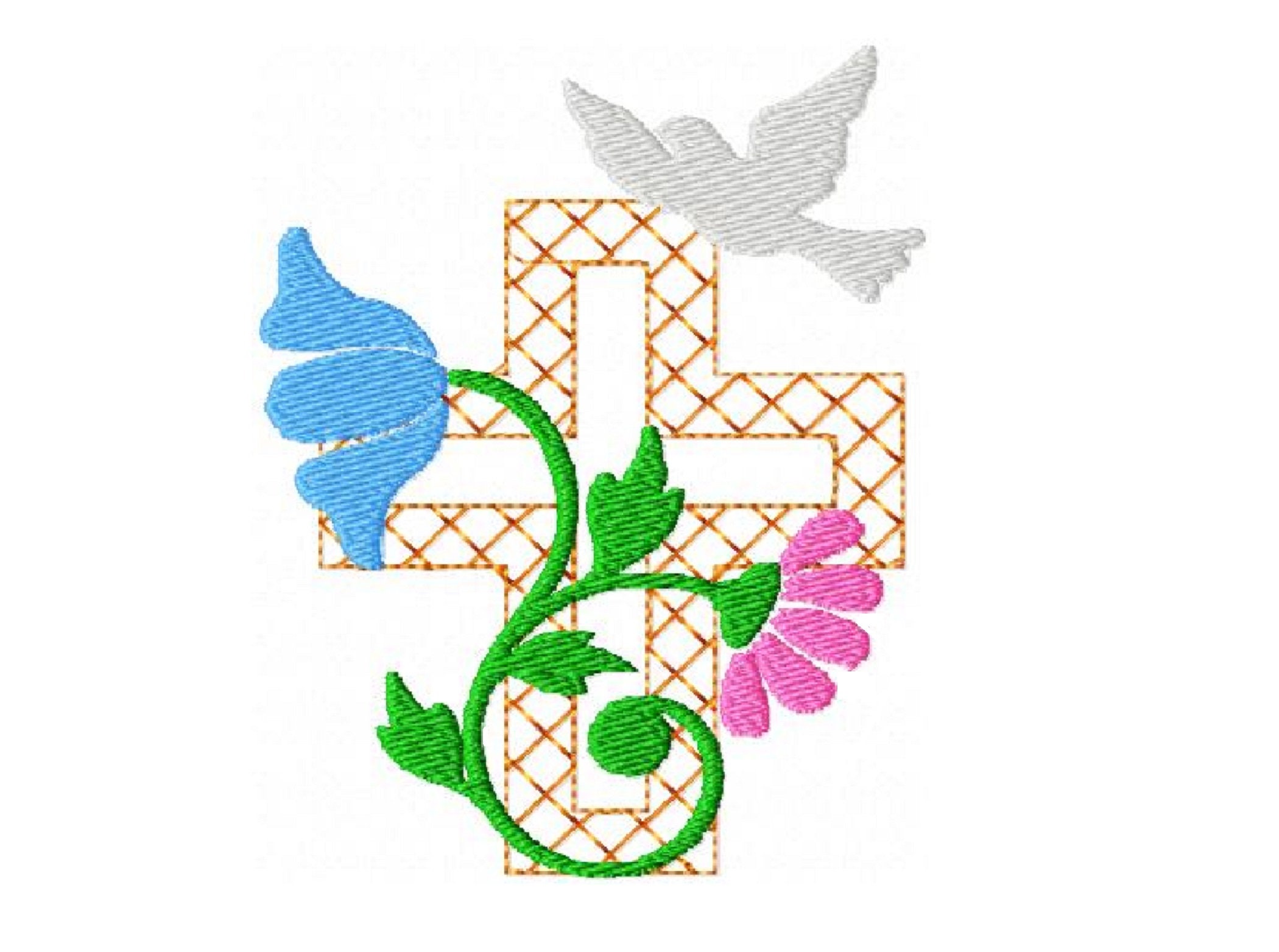Cross and Dove Floral Machine Embroidery Design, Holly Cross Christian ...