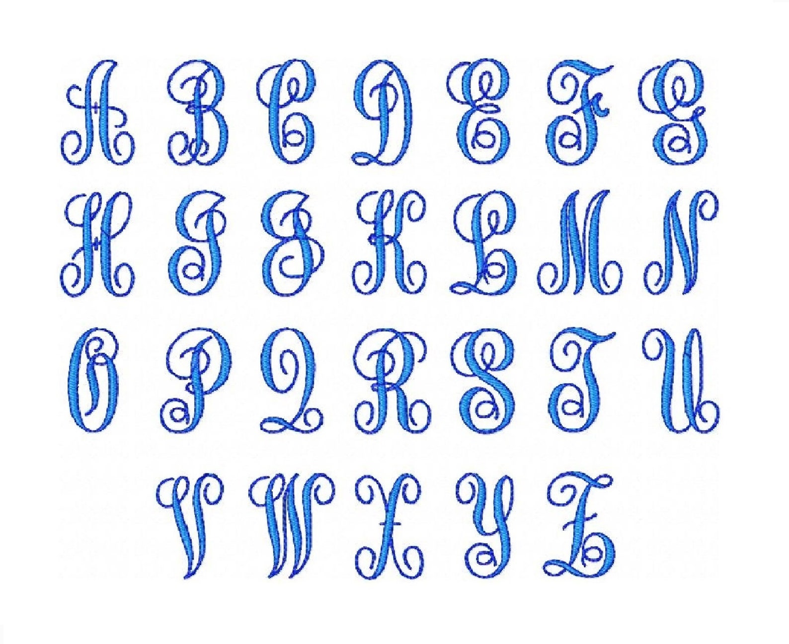 Monogram Script Font Alphabet Embroidery Design Free Custom Design ABC ...