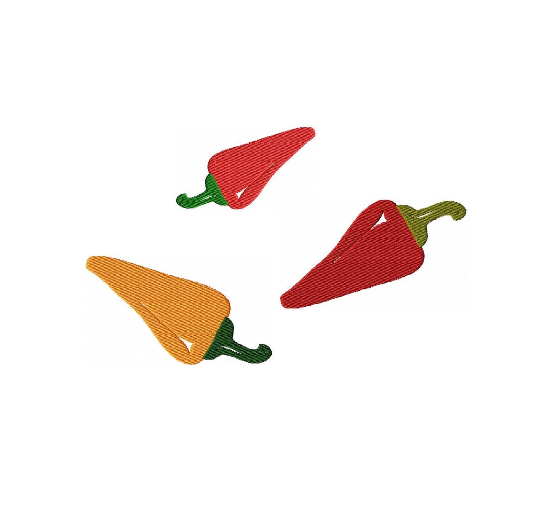 Red Pepper Machine Embroidery Design Red Hot Pepper Pattern Vegetable ...