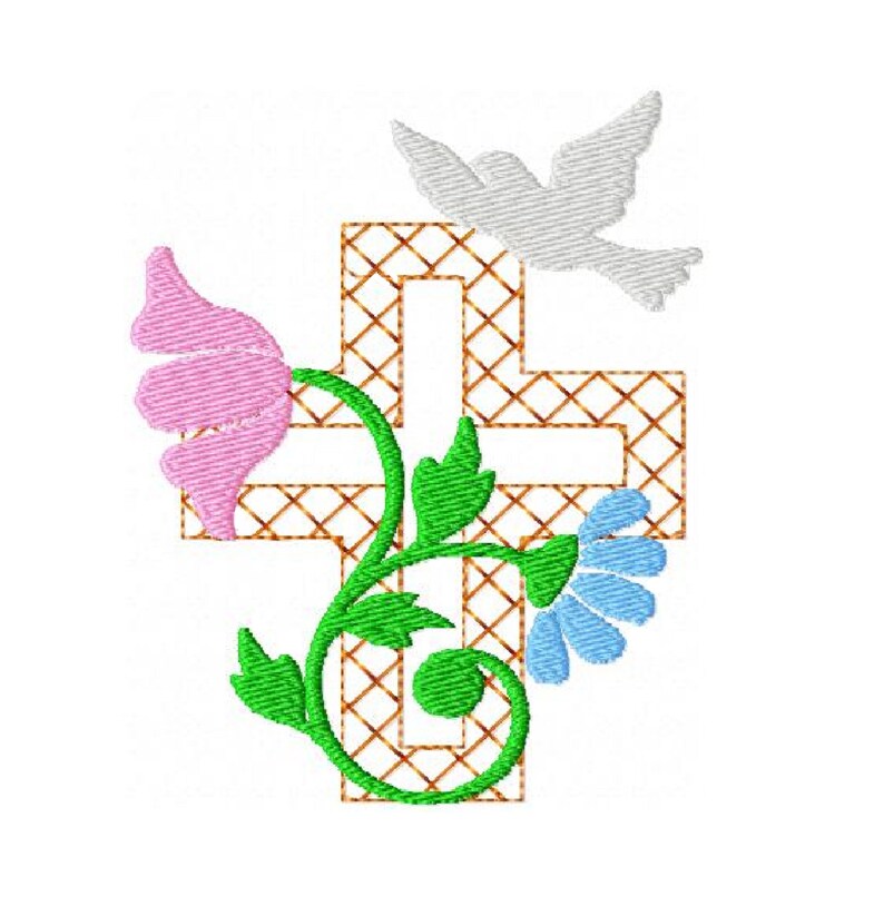 Cross and Dove Floral Machine Embroidery Design, Holly Cross Christian ...