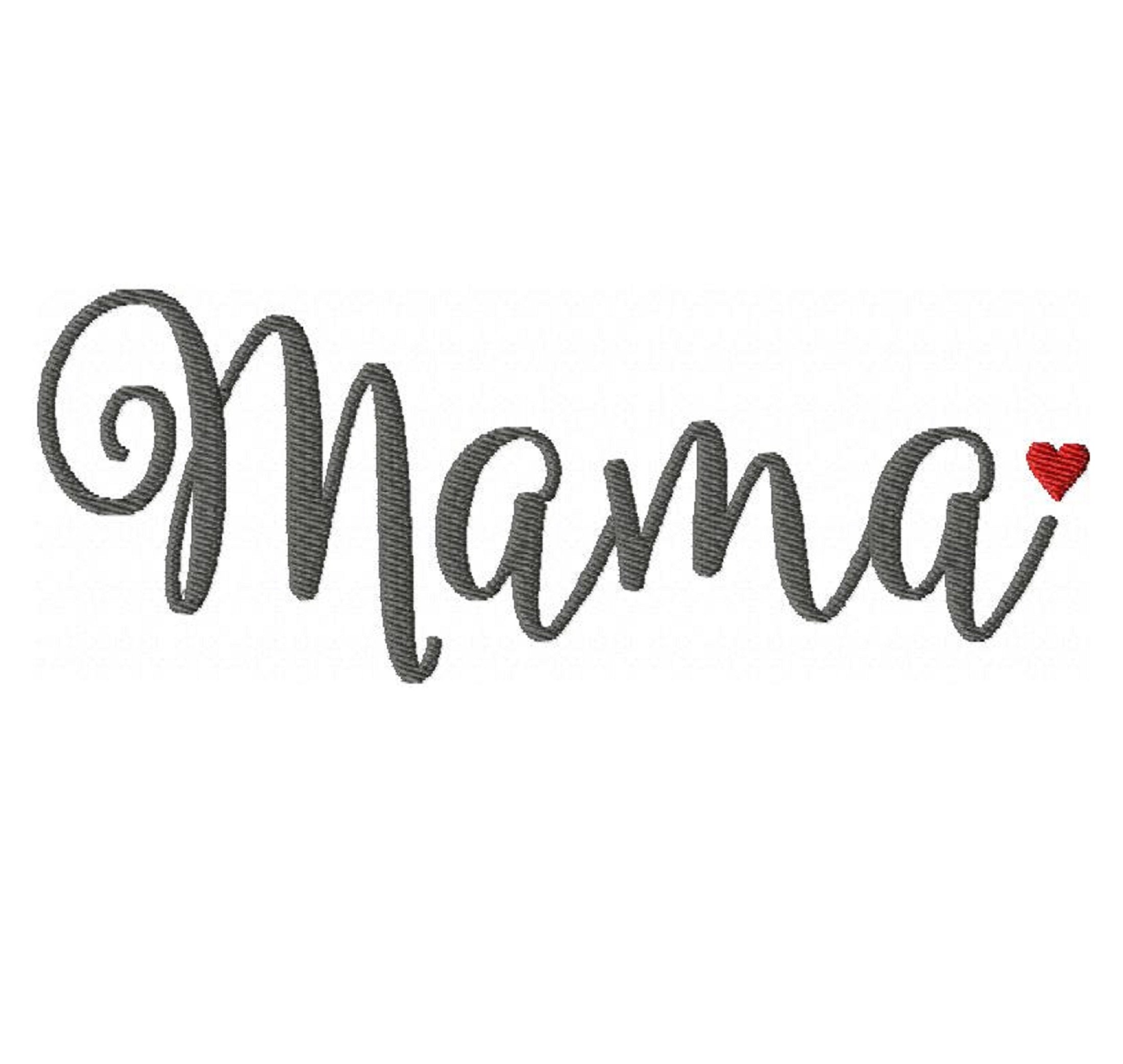 Mama Machine Embroidery Design Mama Heart Fancy Script Font - Etsy UK