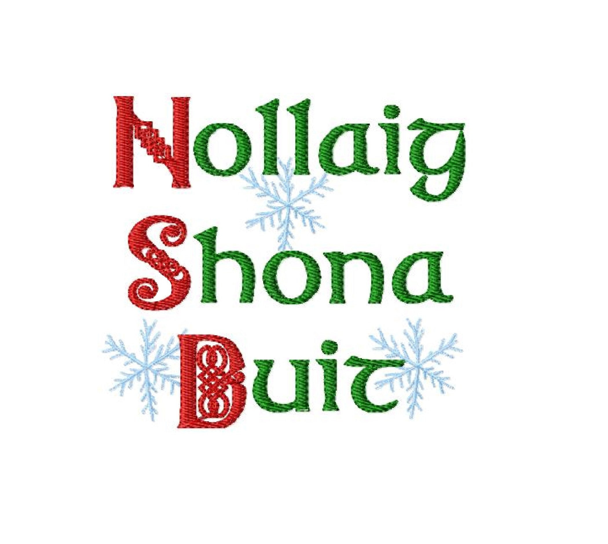 Merry Christmas Machine Embroidery Design Nollaig Shona Duit - Etsy UK