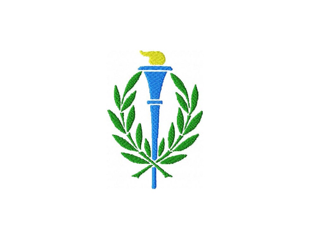 Torch and Olive Branches Machine Embroidery Design Sport Flame Torch ...
