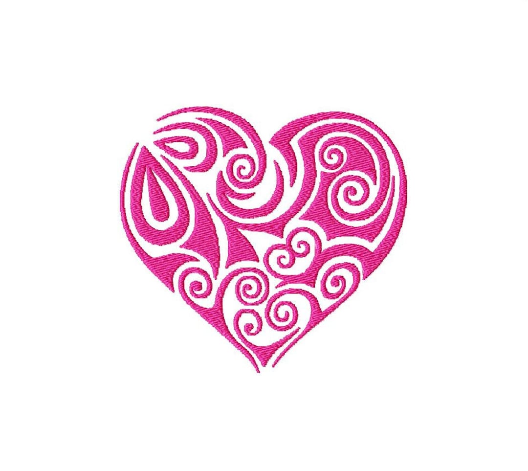Heart Embroidery Design Ornamental Heart Pattern Swirl Heart - Etsy Ireland