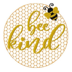 Bee Kind Machine Embroidery Design, Be Kind Bee Pattern, Bee on Beehive ...