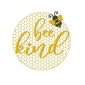 Bee Kind Machine Embroidery Design, Be Kind Bee Pattern, Bee on Beehive ...
