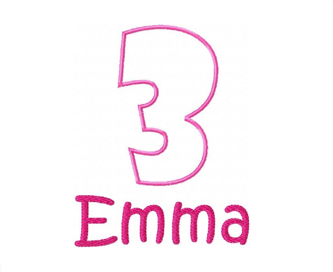 Numbers Applique Machine Embroidery Design Birthday Age - Etsy