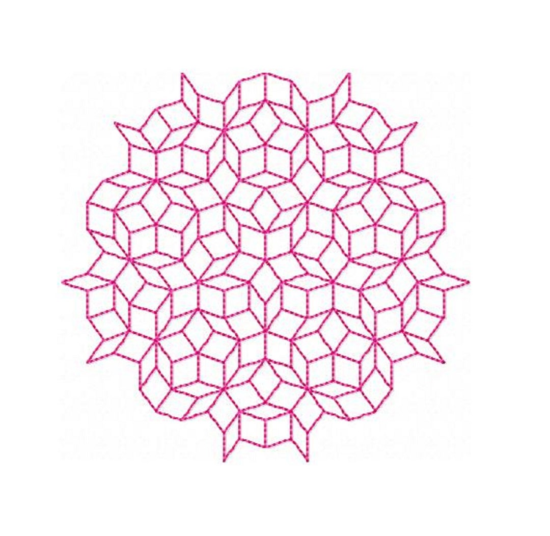 Quilt Block Embroidery Design Penrose Quilt Pattern Geometric Redwork ...