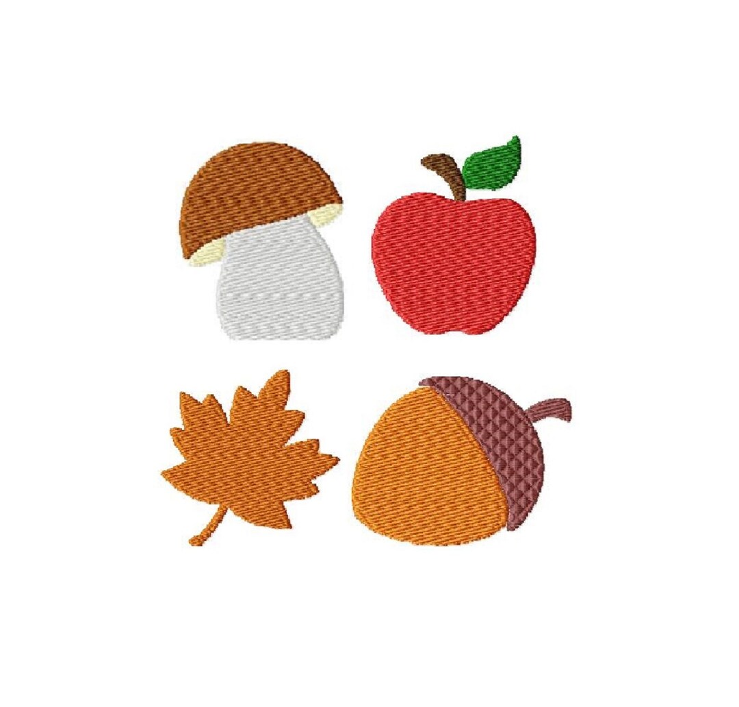 Fall Machine Embroidery Designs Mushroom Apple Maple Leaf Acorn Autumn ...