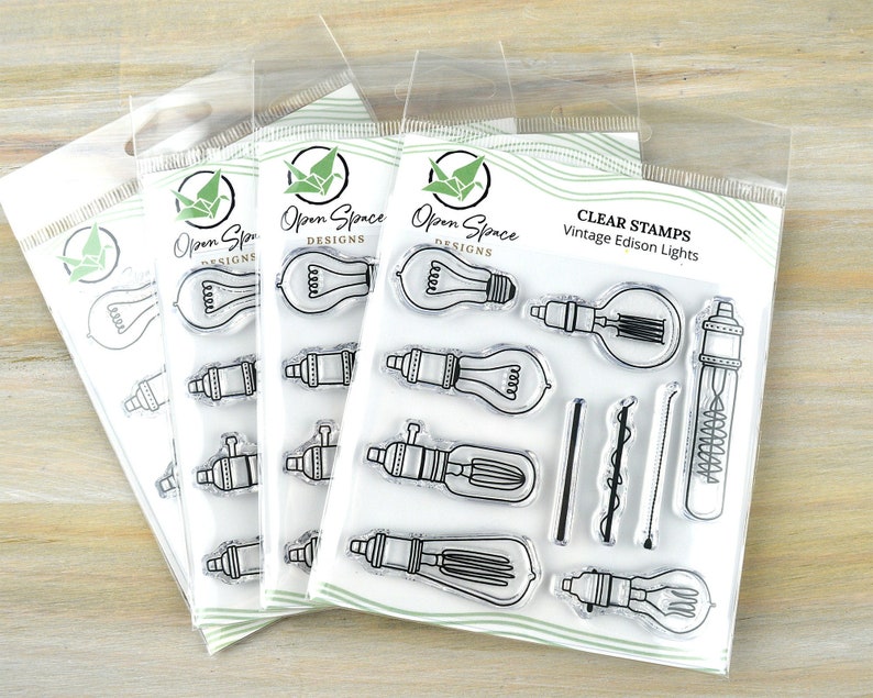 Edison Lamp Clear Rubber Stamp Set Vintage Hanging Pendant | Etsy