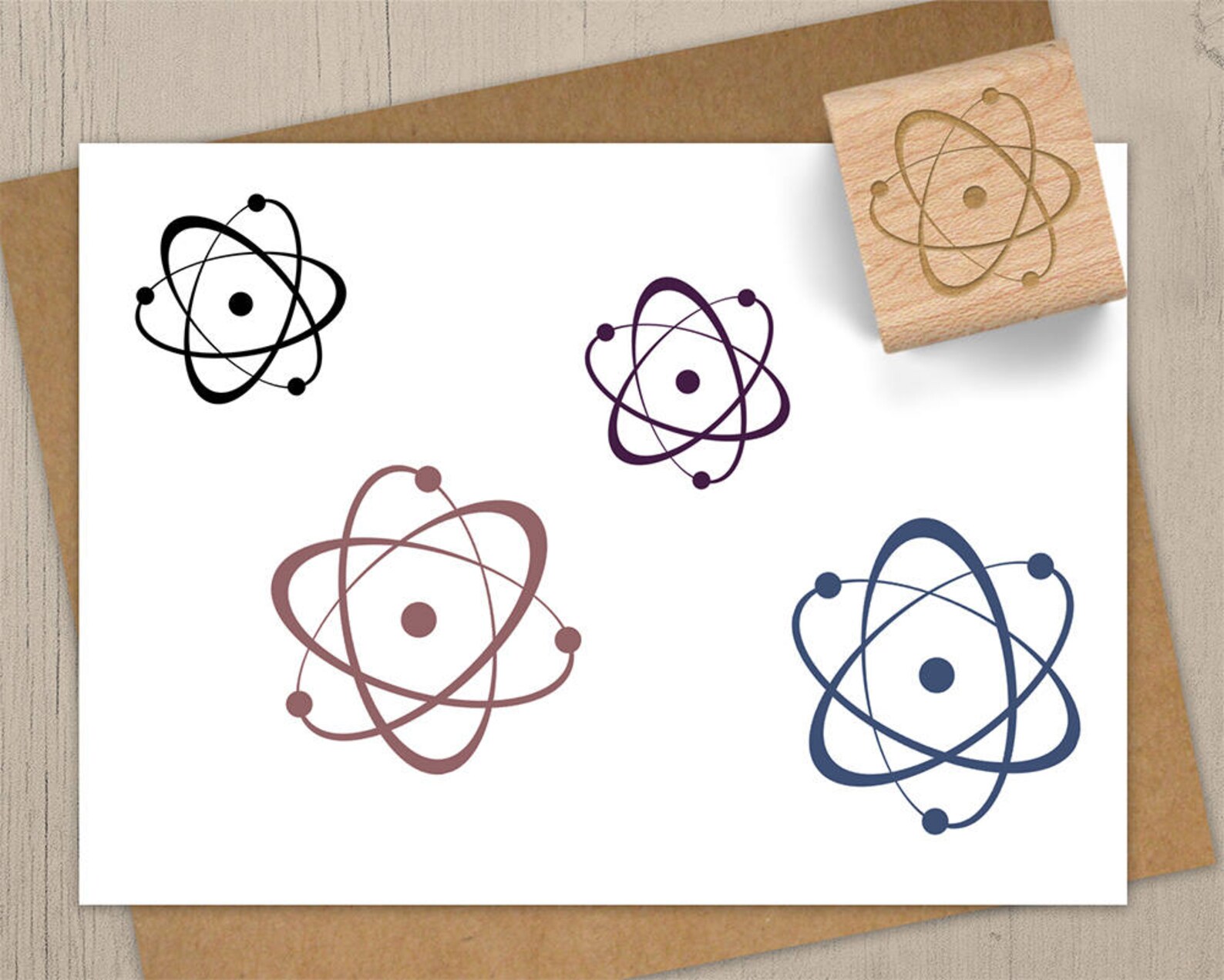 Atom Stamp Science Gift Chemistry Stamp Science Stationary | Etsy