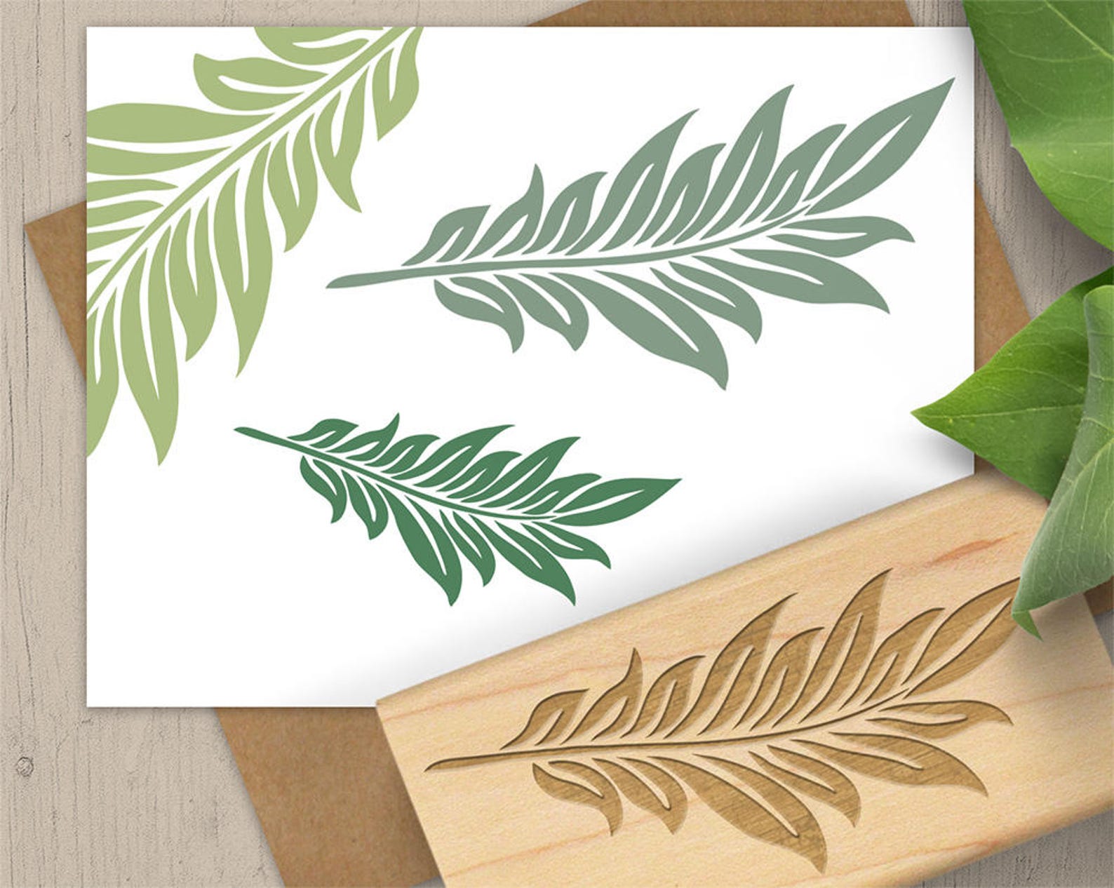 Decorative Leaf Rubber Stamp, Tropical Leaf Stamp, Nature Stamp ...