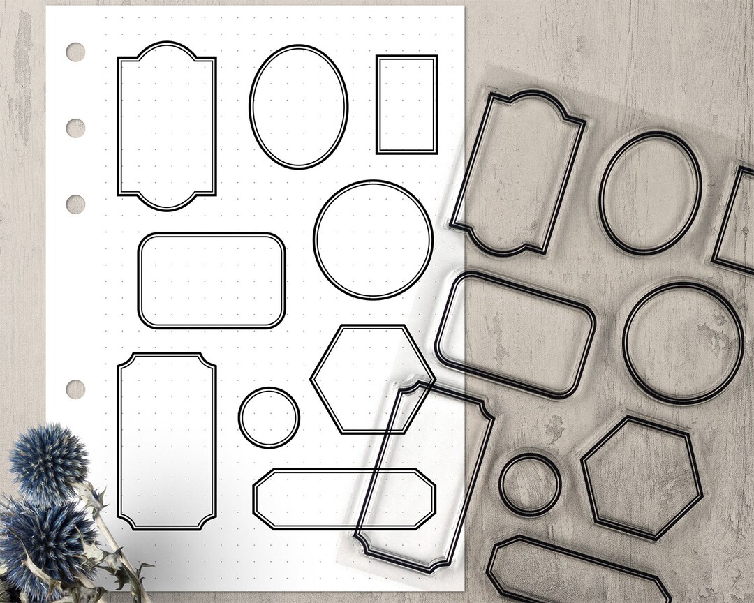 Vintage Label Stamp Set, 4x6in Label Frame Clear Stamps for Scrapbook ...