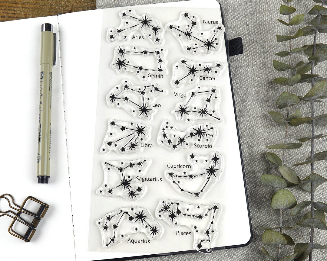 Constellation Zodiac Clear Stamp Set, Rubber Stamp, Astronomy Stamp ...
