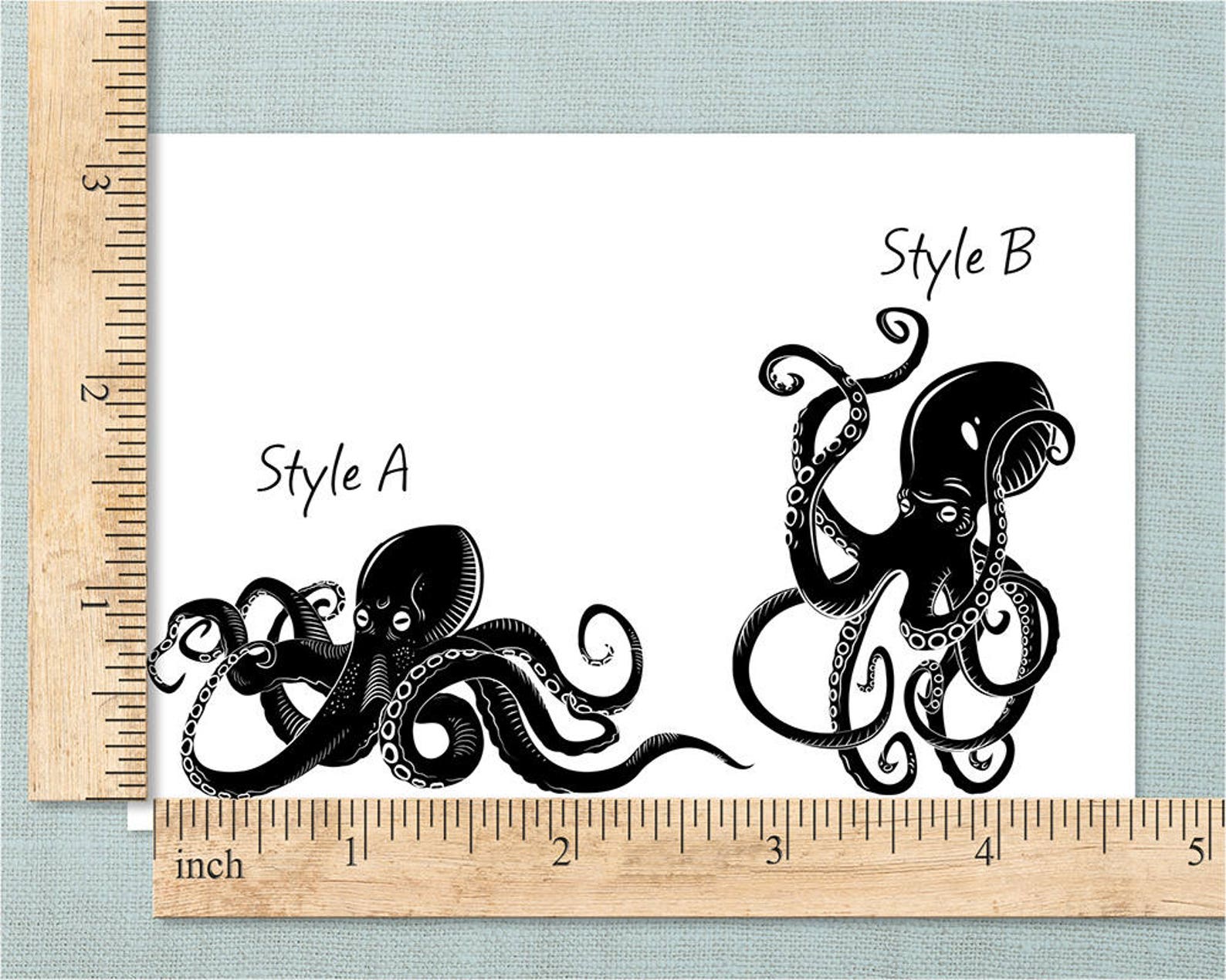 Octopus Stamp Squid Stamp Marine Stamp Ocean Rubber Stamp - Etsy