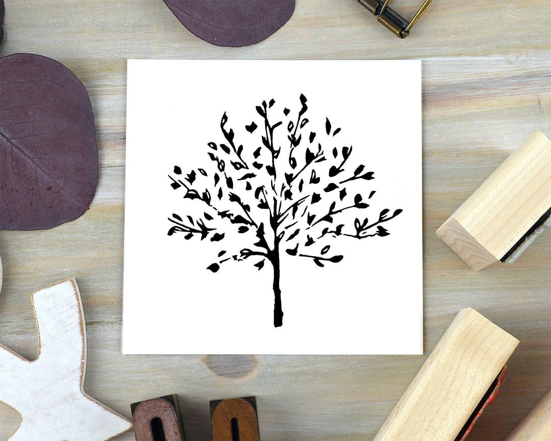 Sketched Tree Rubber Stamp, Abstract Botanical Stamp - Etsy