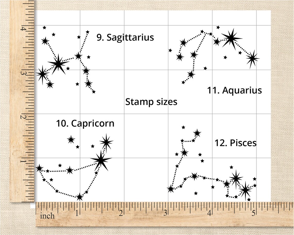 Constellation Zodiac Rubber Stamp, Astronomy Stamp, Celestial Astrology ...