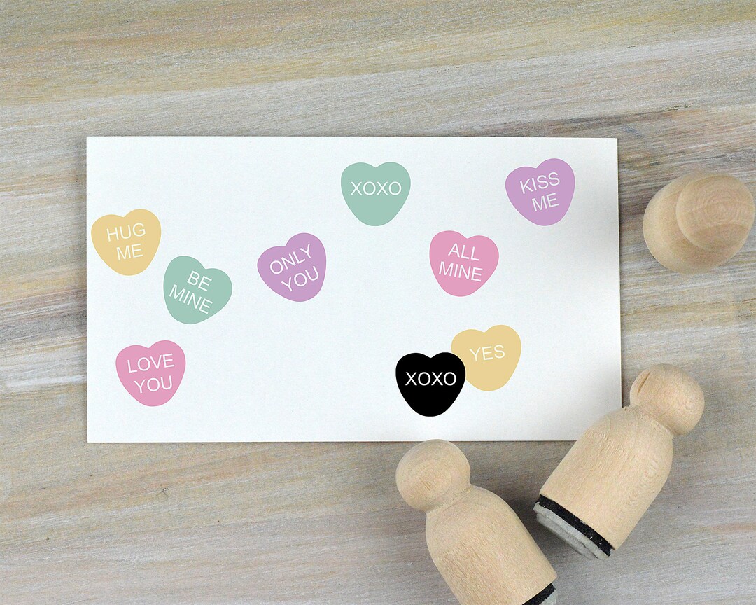 Conversation Heart Stamp Set, Candy Heart Stamp, Valentine Stamp ...