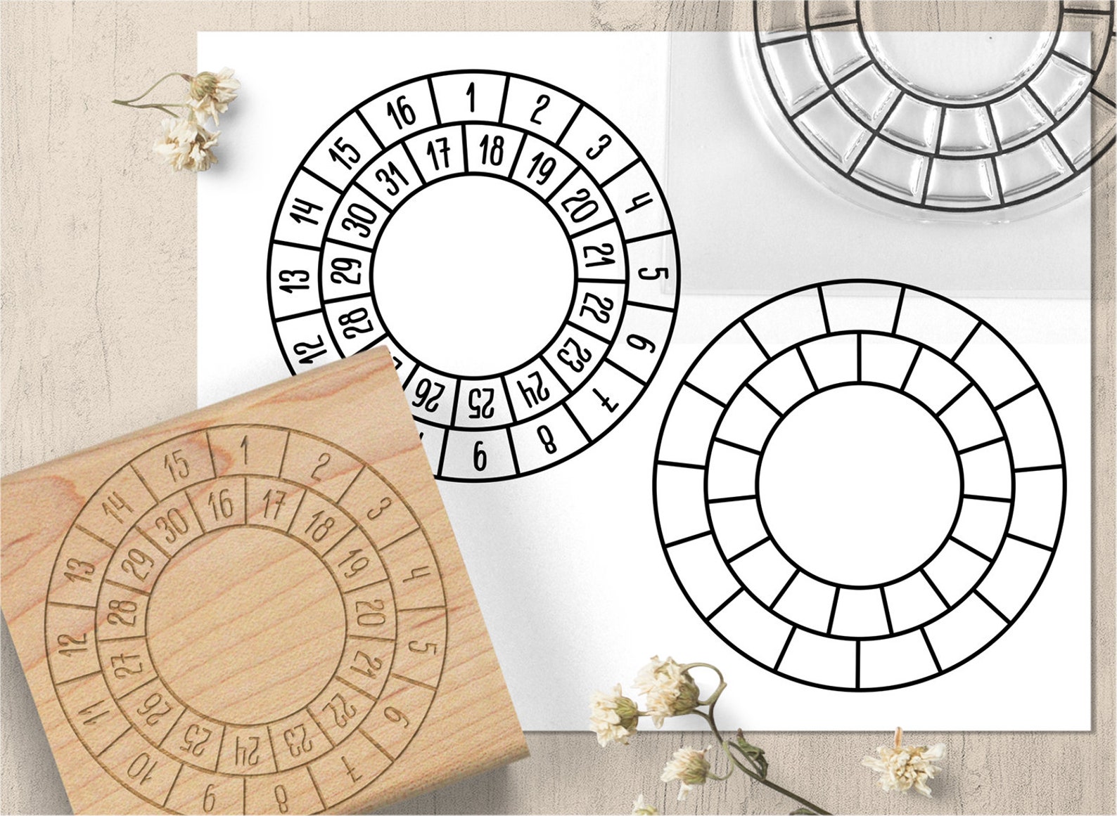 Round Tracker Stamp 31 Day Calendar Stamp Clear Stamp Daily | Etsy