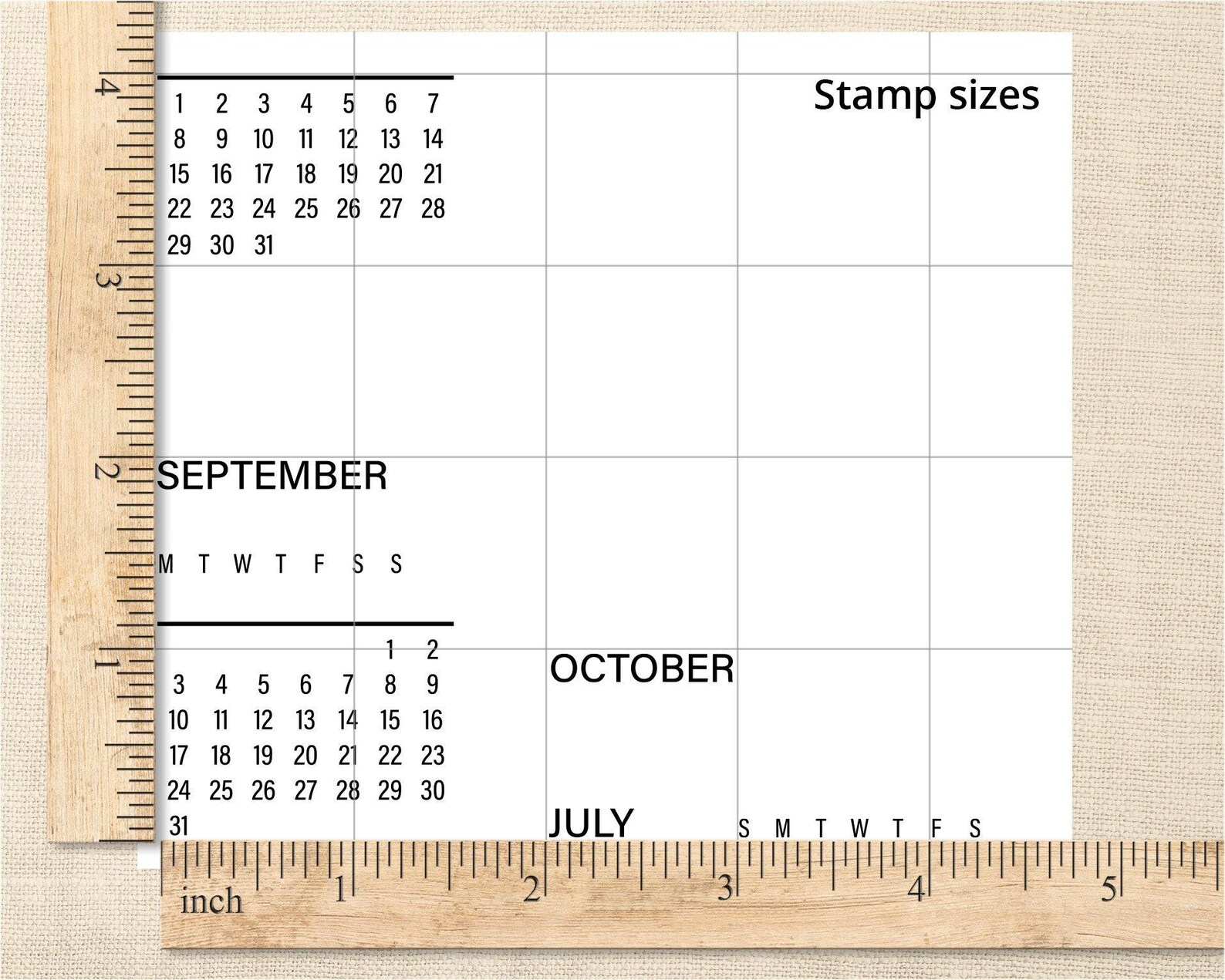 Minimalist Calendar Clear Stamp Set, 4x6in Months Journal Photopolymer ...