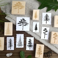 Hand Carved Pine Tree Rubber Stamp, Christmas Card Making - Etsy