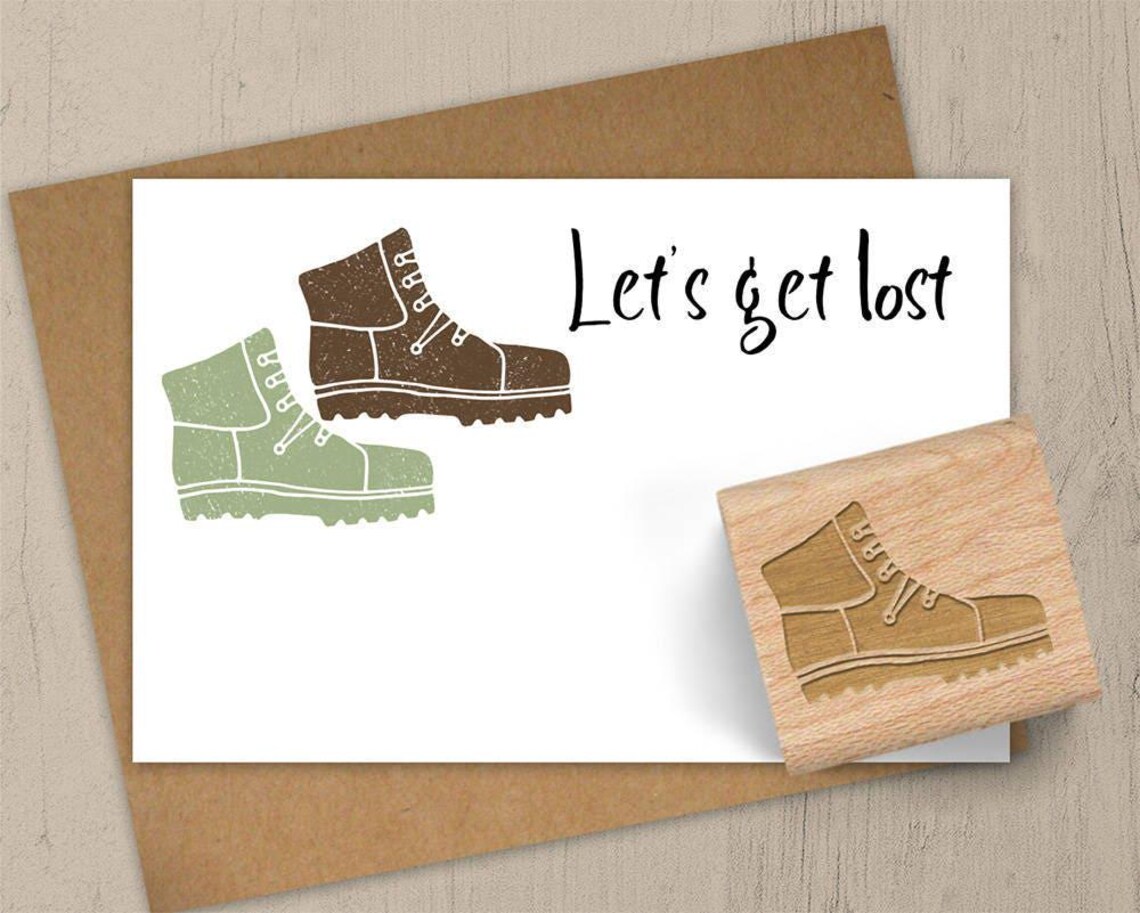 Hiking Boot Stamp, Hiking Stamp, Trail Rubber Stamp, Outdoors Stamp ...