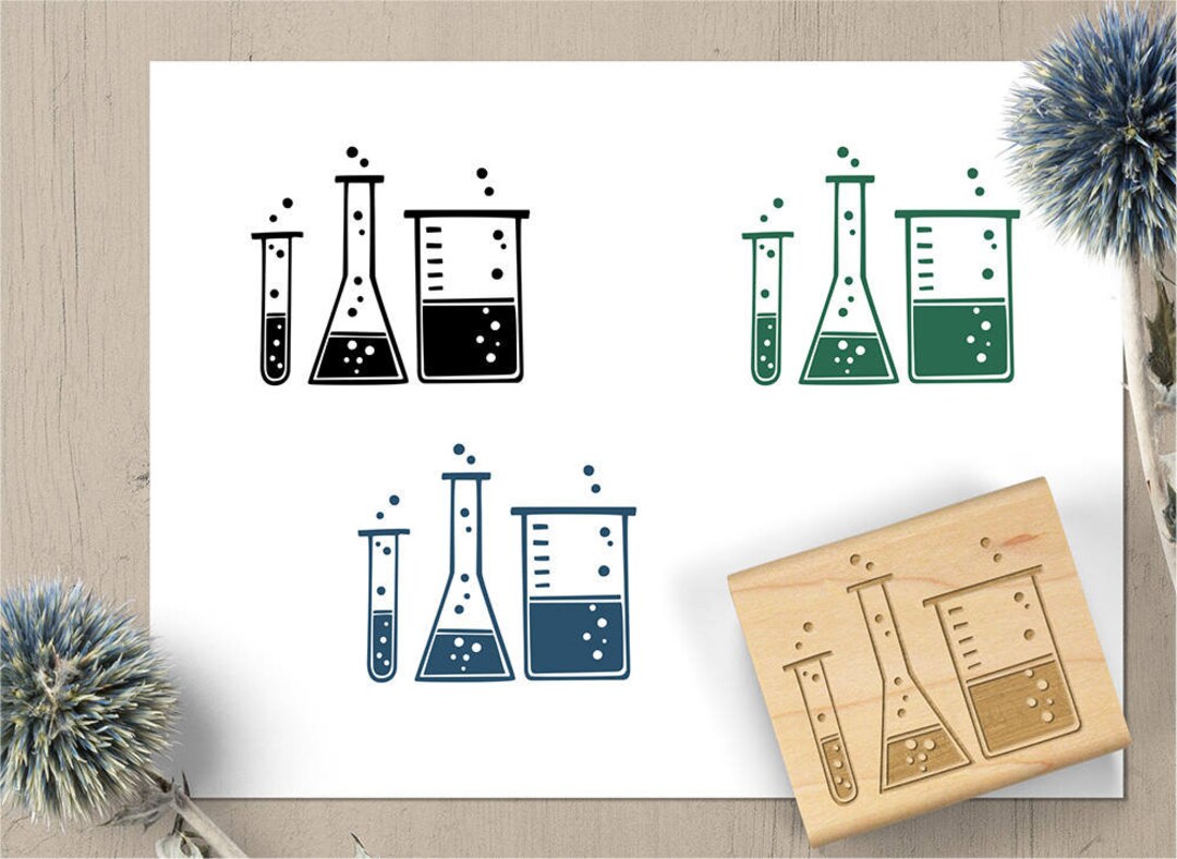 Chemistry Lab Stamp, Chemistry Gift, Science Stamp, Doodle Stamp ...