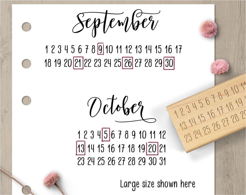 Just Numbers Minimalist Calendar Stamp 1-31 Date Stamp - Etsy