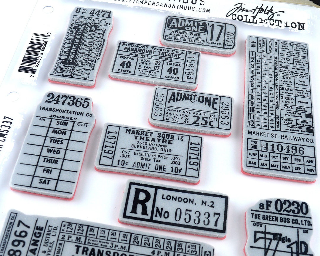 Vintage Ticket Stamps for Journaling Supplies, Tim Holtz Cling Stamps ...