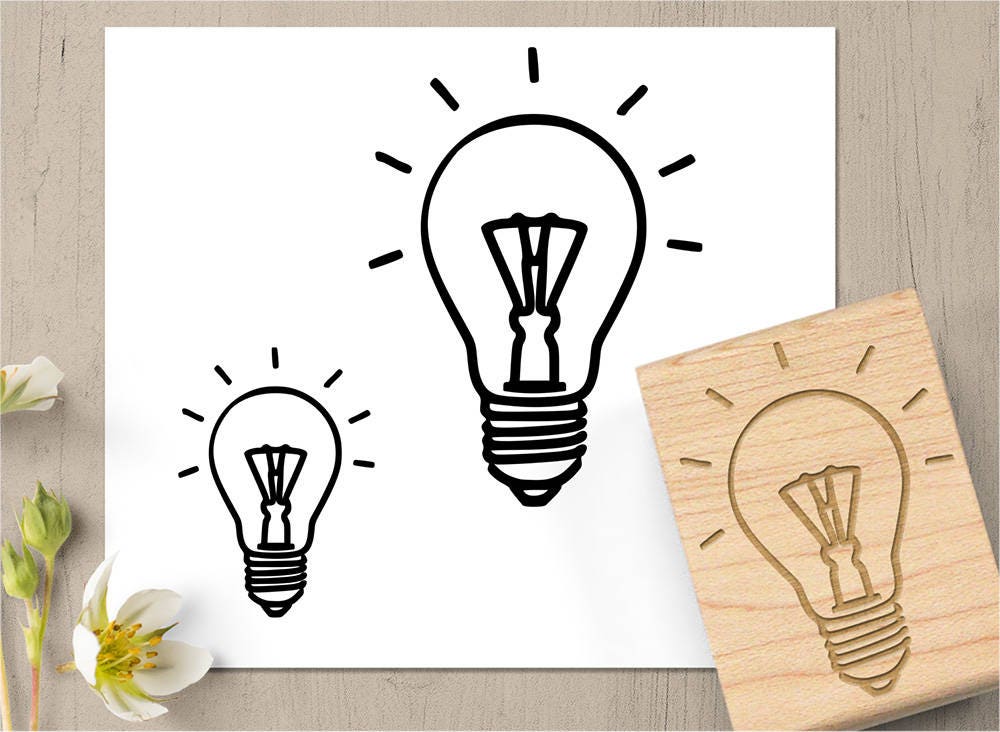 Light Bulb Stamp Idea Stamp Inspiration Rubber Stamp Light - Etsy