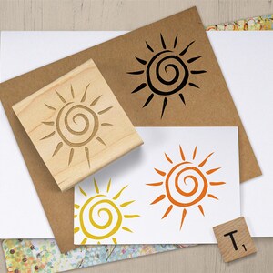 Primitive Sun Stamp Sun Rubber Stamp Sunshine Stamp Summer - Etsy