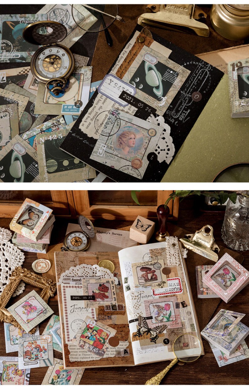 Junk Journal Sticker Book 60pc Journaling Stationary - Etsy