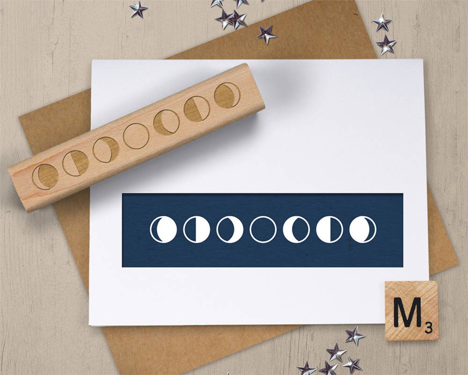 Moon Phase Stamp Phases of the Moon Rubber Stamp Moon Stamp - Etsy