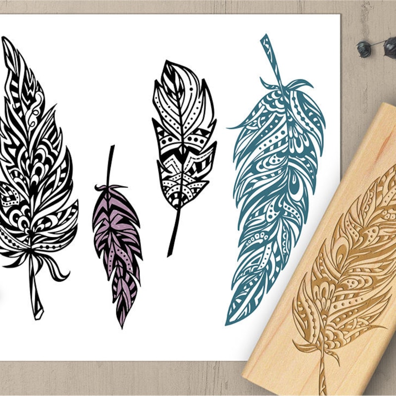 Feather Rubber Stamp - Etsy